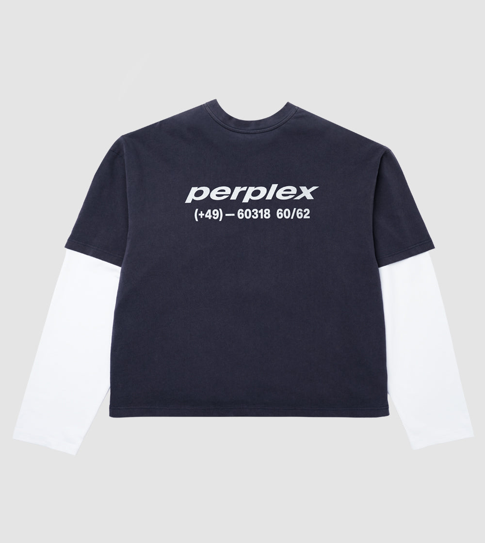 Perplex | Logo Longsleeve T-Shirt Washed Volcano / White | 100% Cotton ...